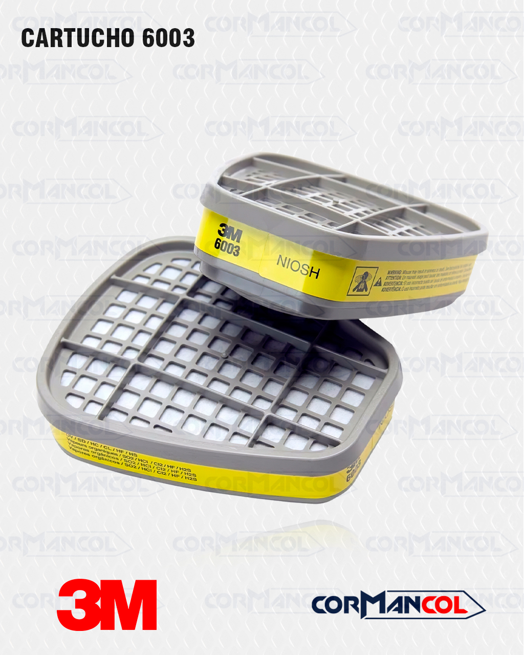Cartucho 6003 – vapores orgánicos y ácidos (3M) | Cormancol