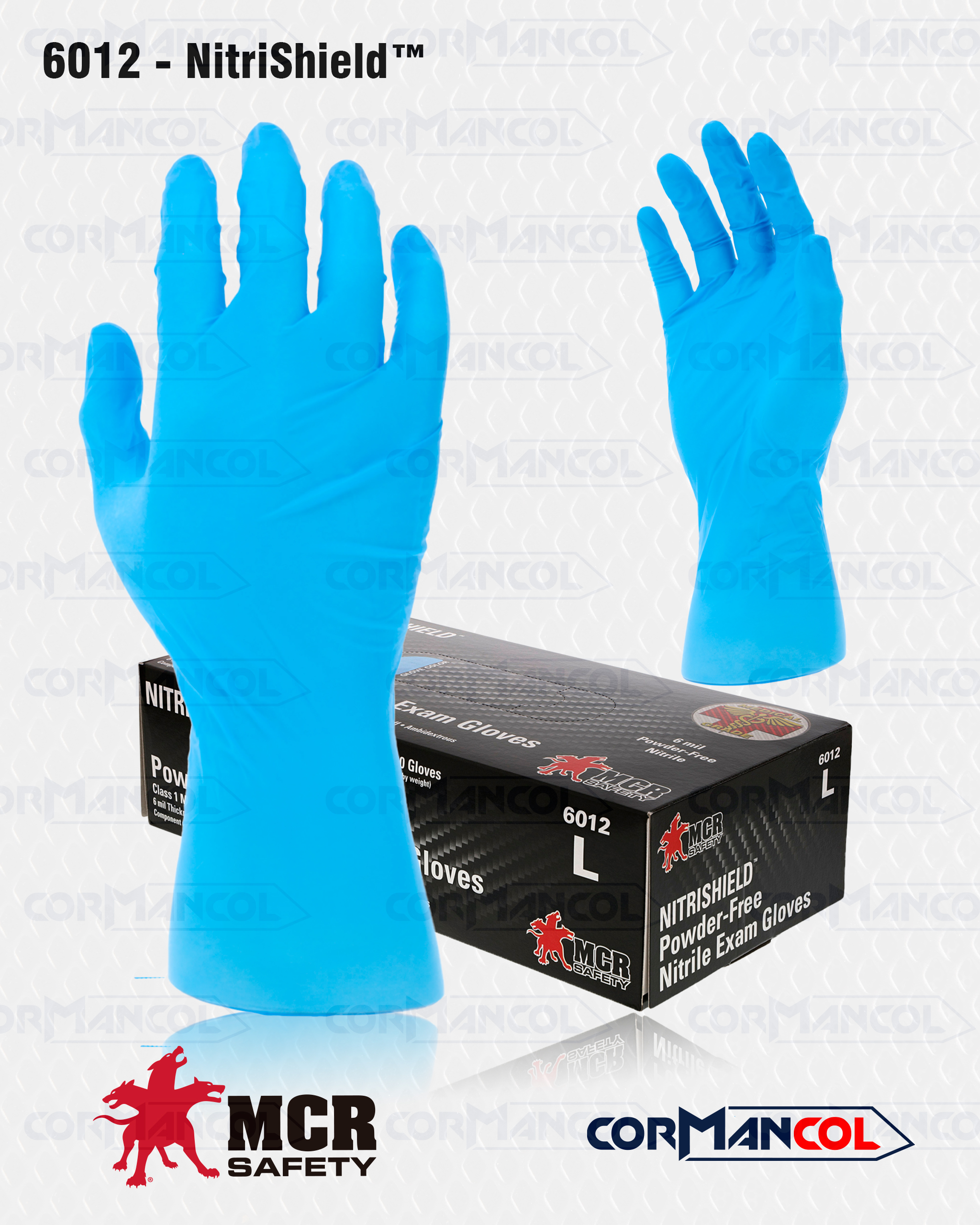 Guante de nitrilo 6012 con 6 Mils y 12″ | Display x100